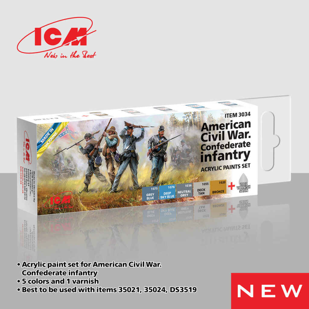 American civil war. Confederate infantry acrylic paints set - ICM Holding